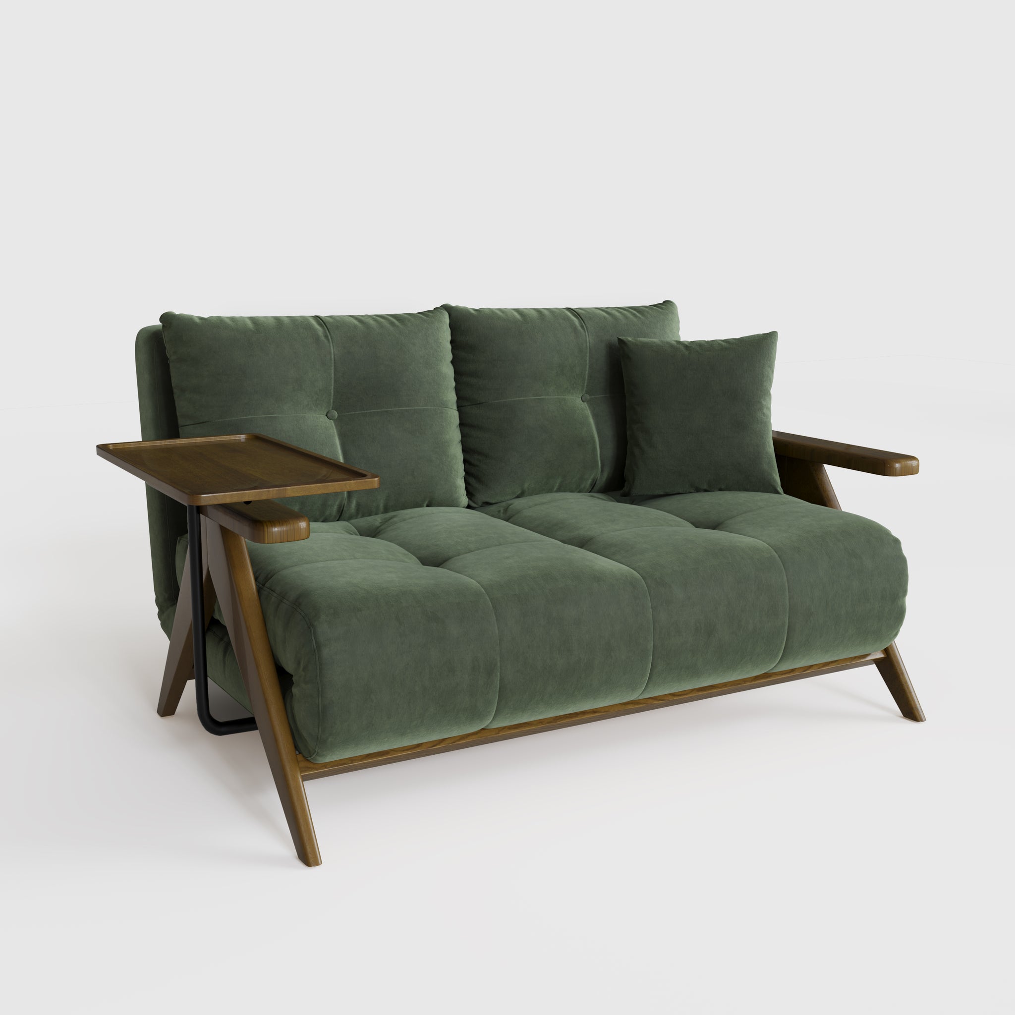 Foldable Matte Fabric Solid Wood 3 Mode Sofa Bed