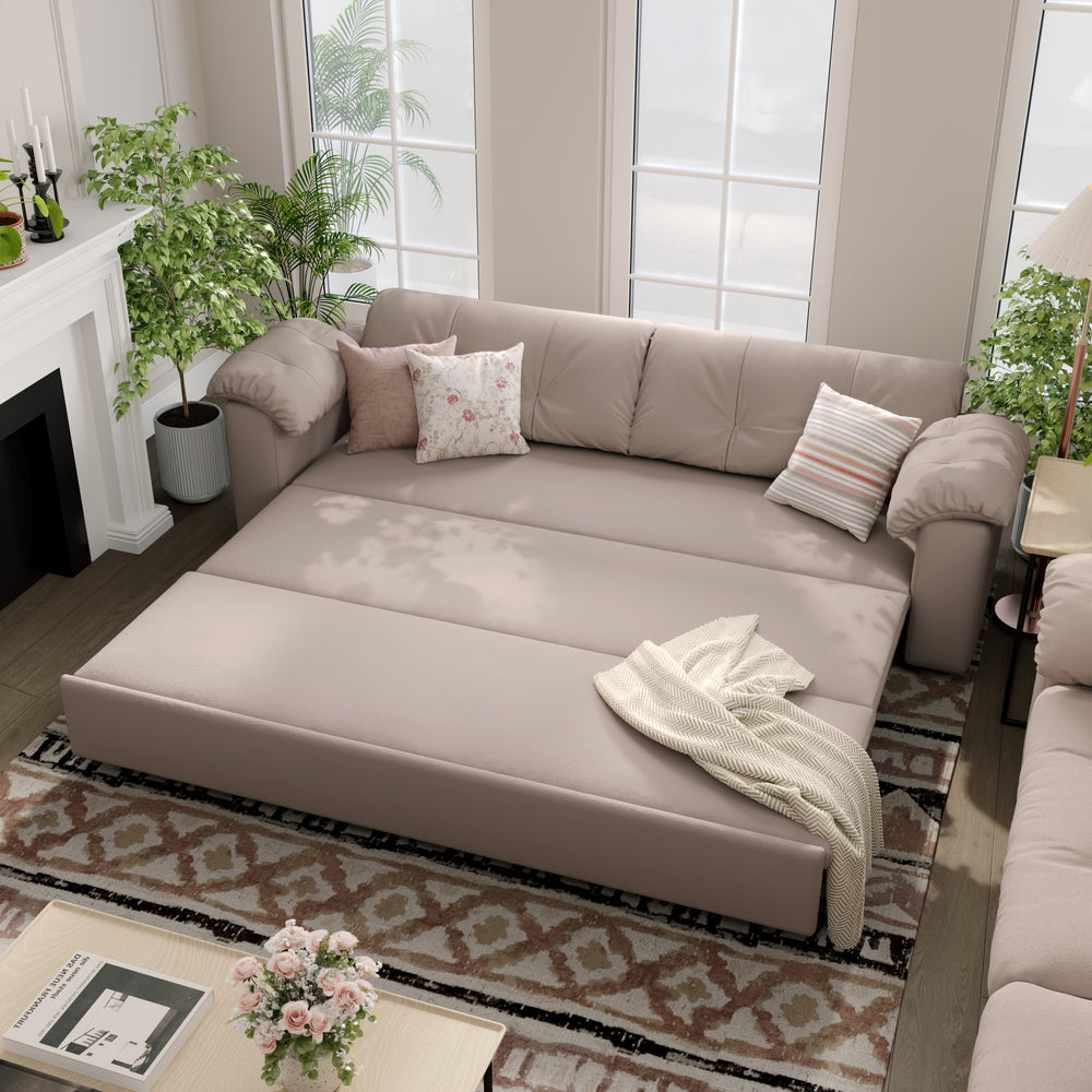 Multifunctional Sleeper Pull Out 2 Seater Sofa Bed with Storage Space